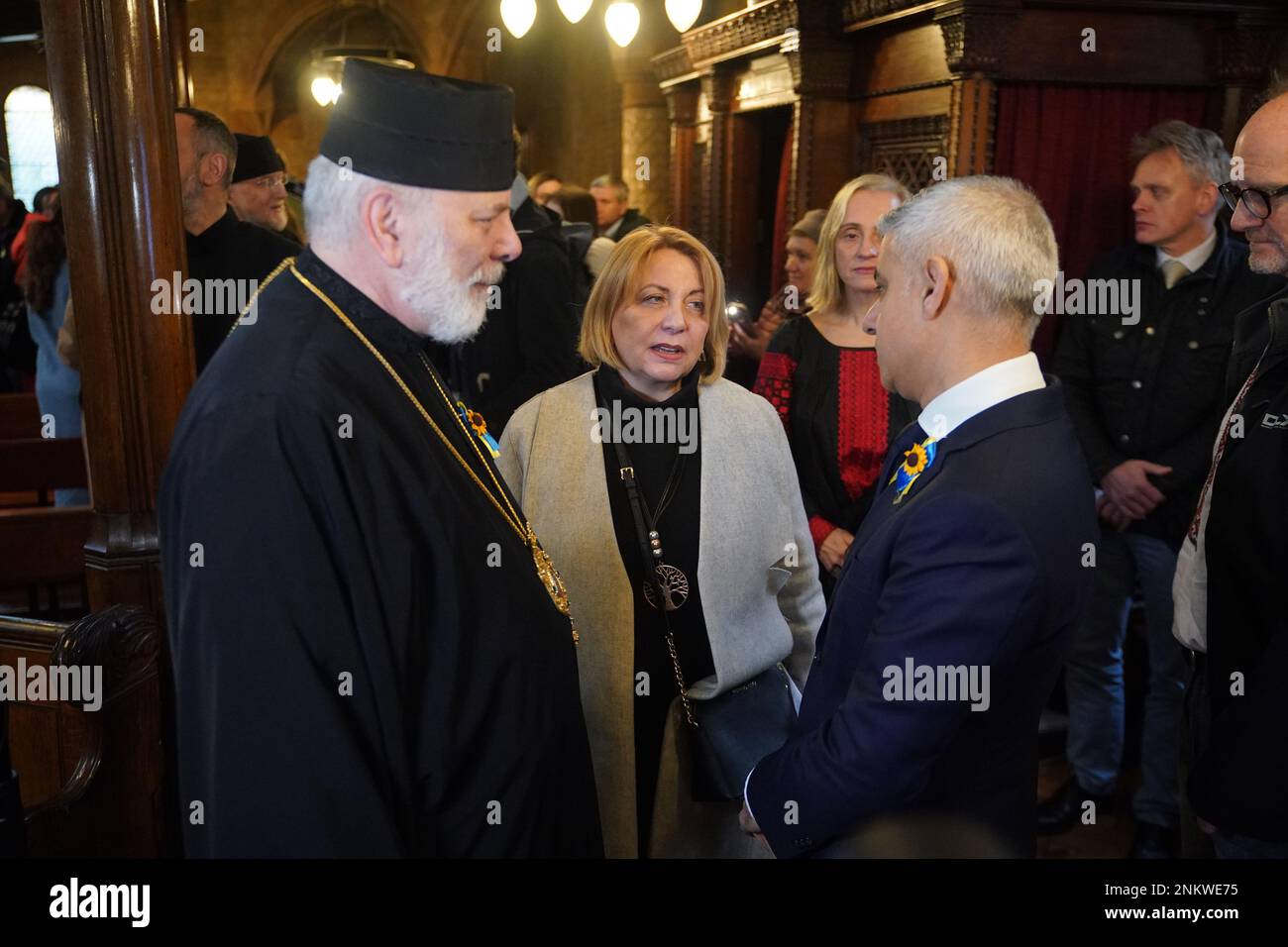 Mayor of London Sadiq Khan (right) meets the former first lady of Ukraine Kateryna Yushchenko ...