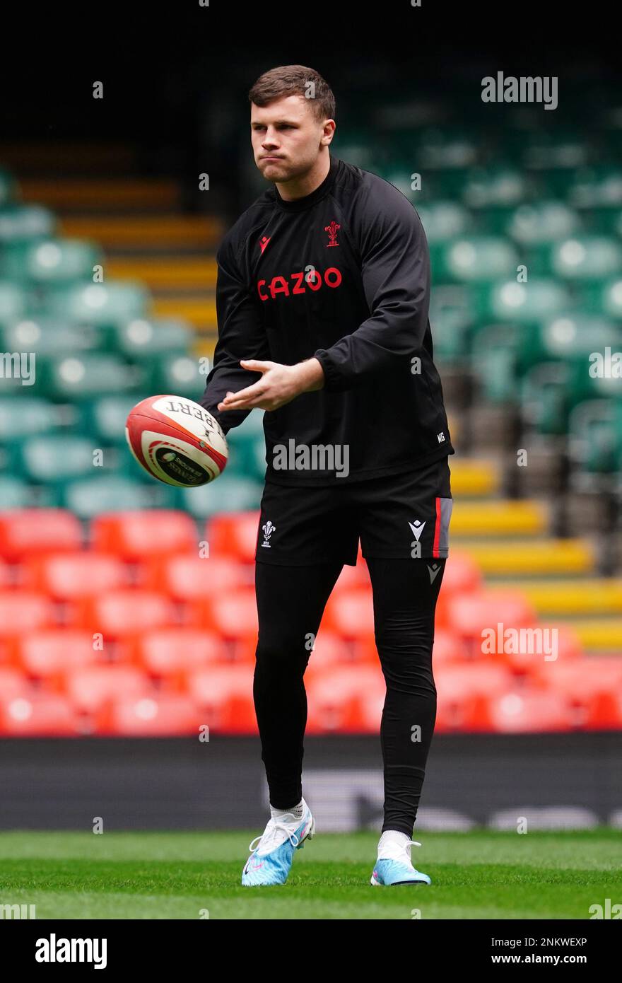 Wales' Mason Grady during the Captain's Run at the Principality Stadium ...