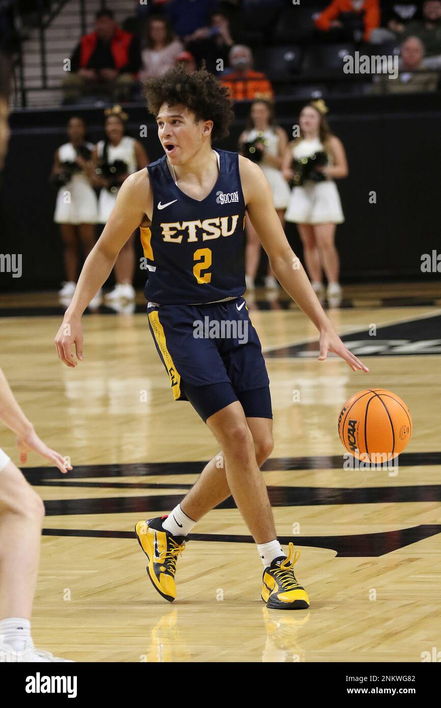 SPARTANBURG,SC - FEBRUARY 05: ETSU guard Jordan King (2) during a ...