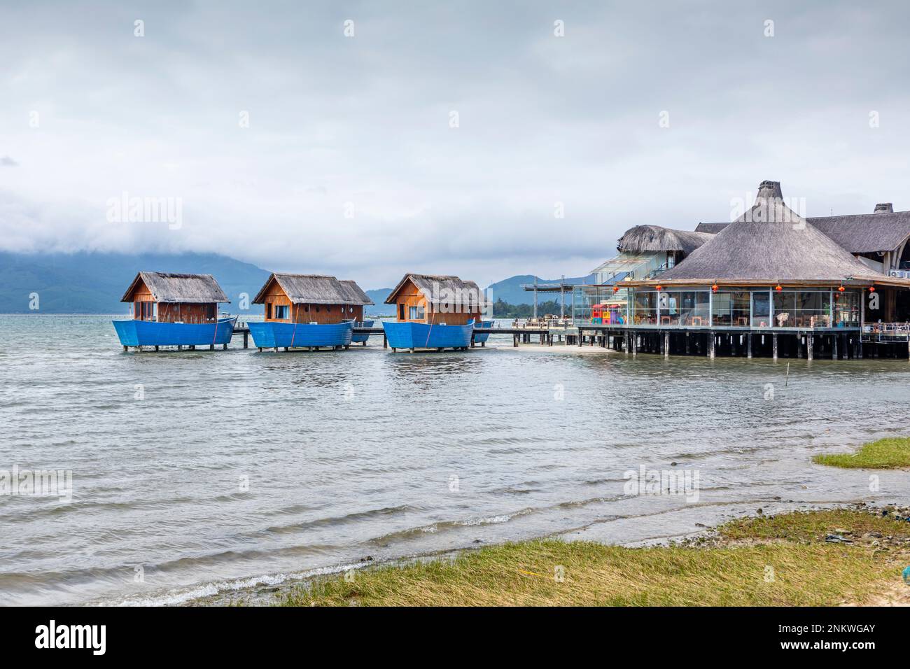 Tourist accomodation and a restaurant on a lake in Phu Loc, Vietnam ...