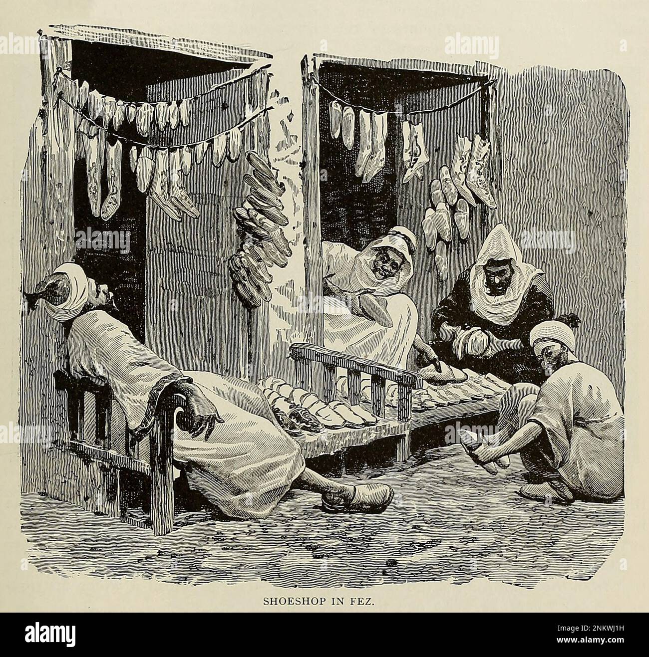 Shoe shop in Fez, Morocco from Book XVIII the Hamites from Cyclopedia ...