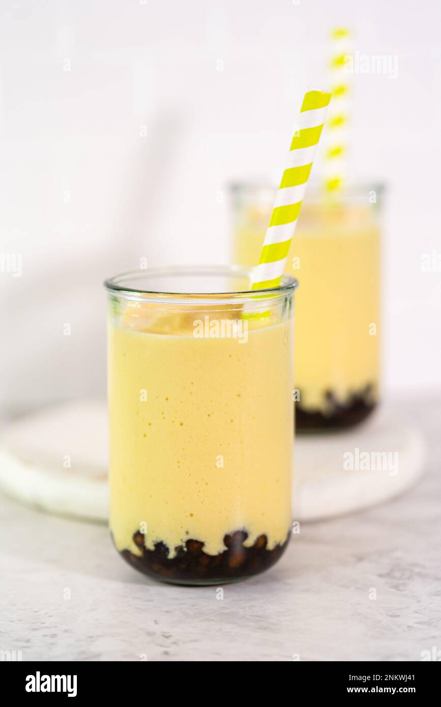 Mango boba smoothie Stock Photo - Alamy