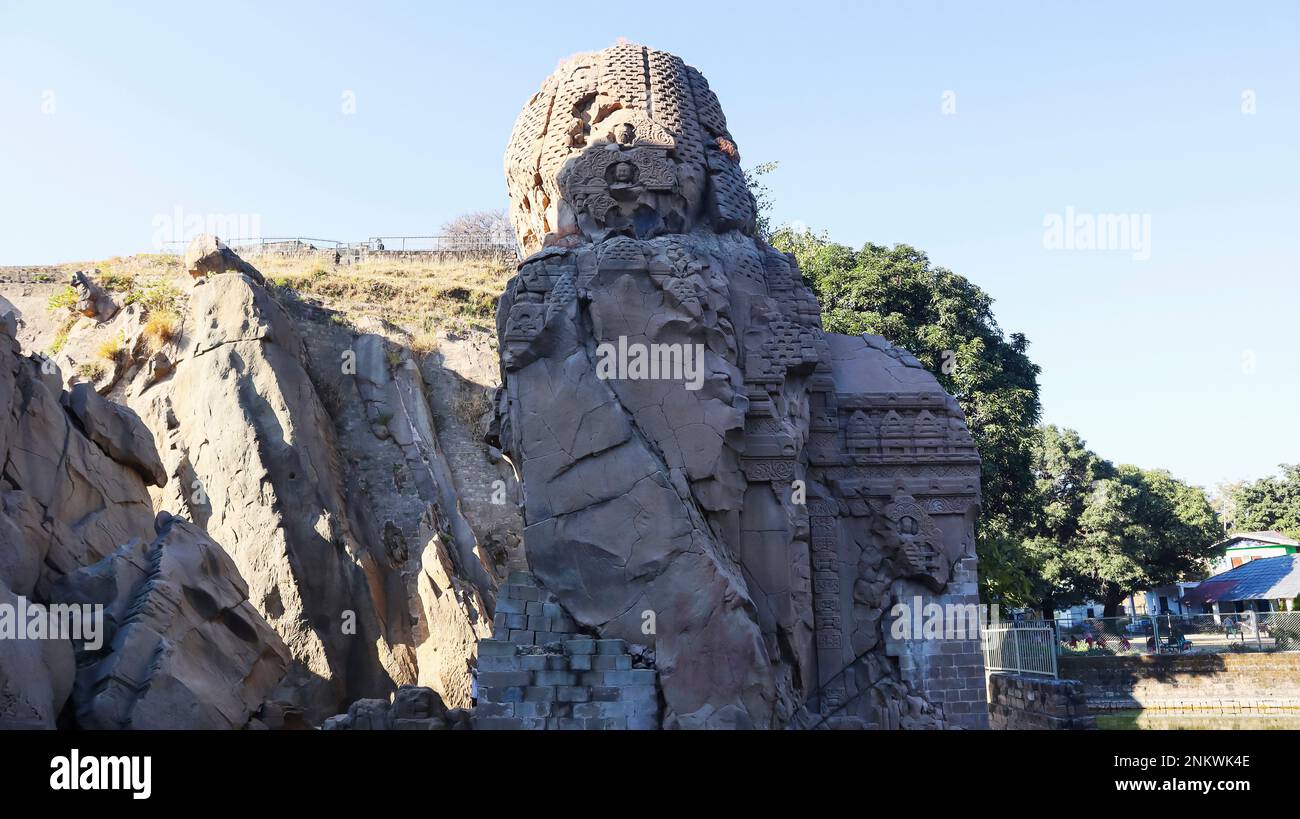 Ruined temple Dome of Masroor Temples or Rock-cut Temples at Masrur ...