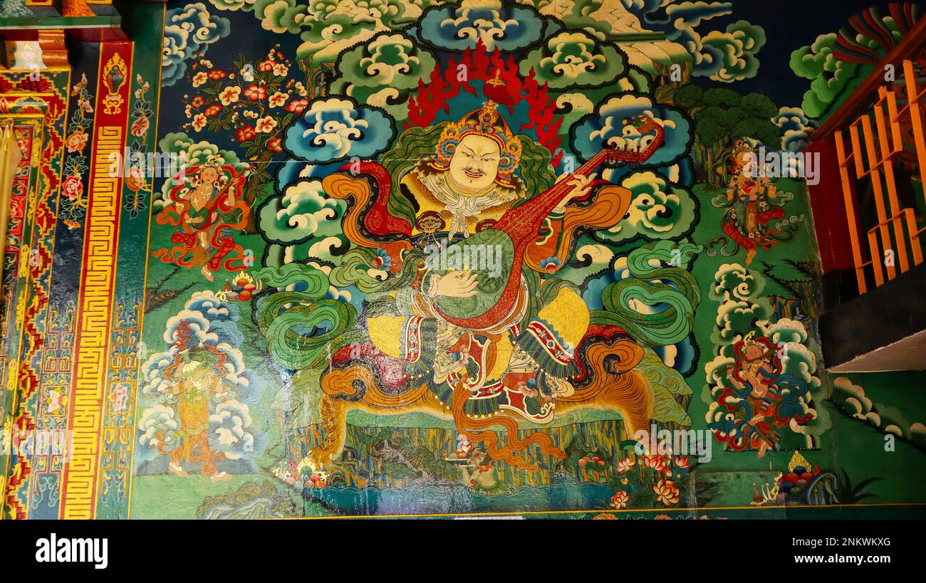 Thangka paintings of Tibetan Gods in the Norbulingka Monastery ...