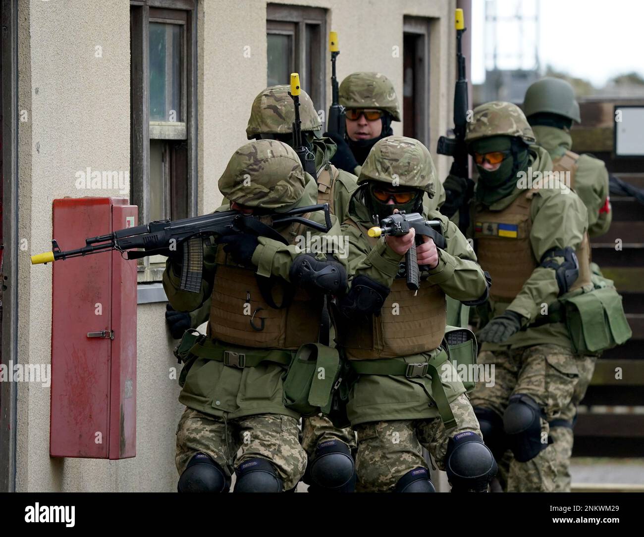 Ukrainian troops take part in urban warfare training at a military base ...