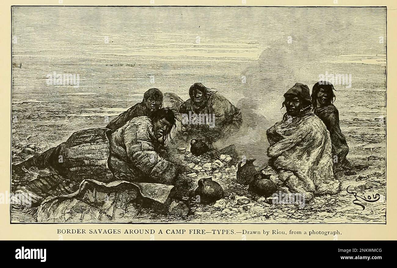 Border Savages Around a Camp Fire Drawn by Riou The Brown Races Malayo ...