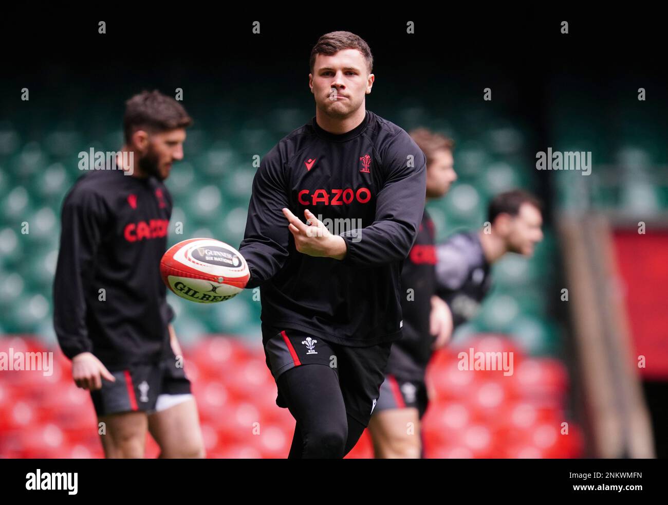 Wales' Mason Grady during the Captain's Run at the Principality Stadium ...
