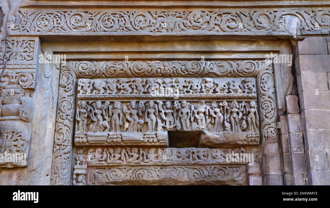 Carvings on Masroor Rock Cut Temple, 8th Century, Nagara Style ...