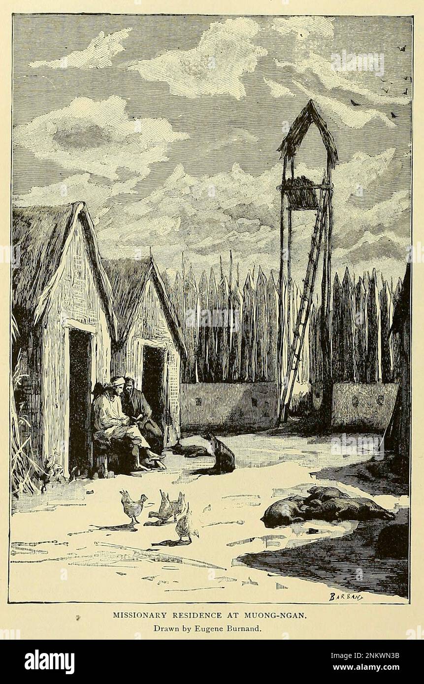 MISSIONARY RESIDENCE AT MUONG-NGAN Drawn by Eugene Burnard The Brown ...
