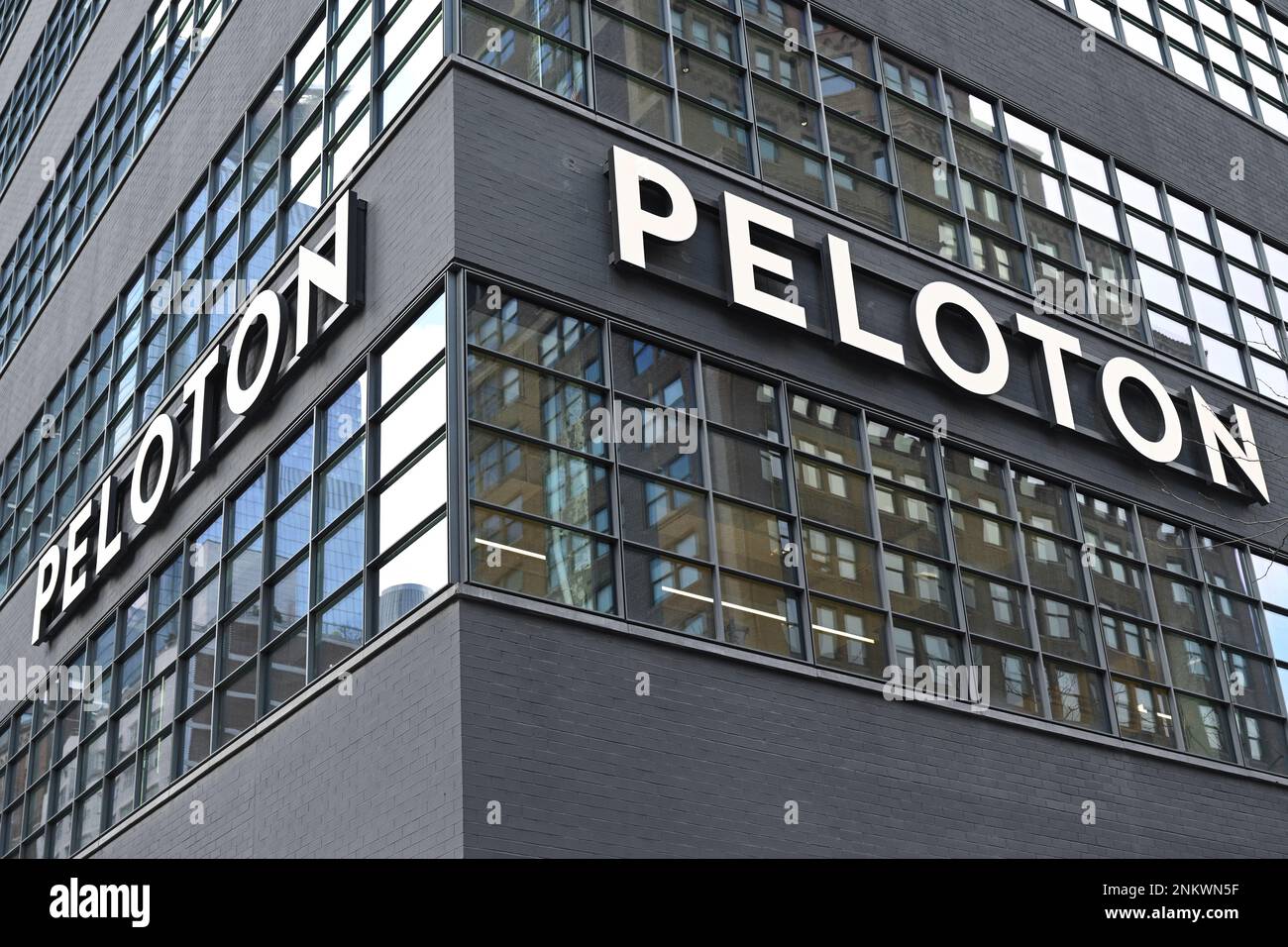 Photo by: NDZ/STAR MAX/IPx 2022 2/8/22 A view of the Peloton logo on ...