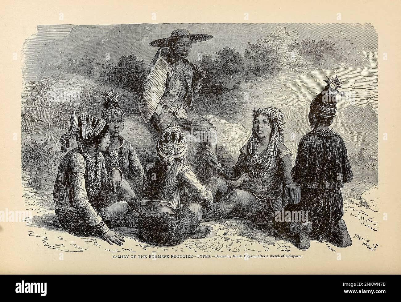 Family of the Burmese Frontier Drawn by Emile Bayard after a sketch of ...