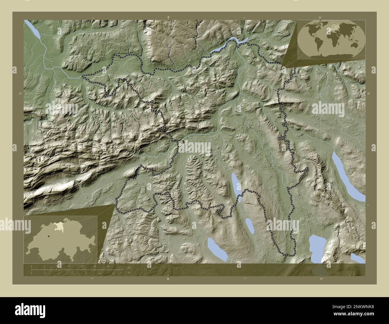 Aargau, canton of Switzerland. Elevation map colored in wiki style with ...