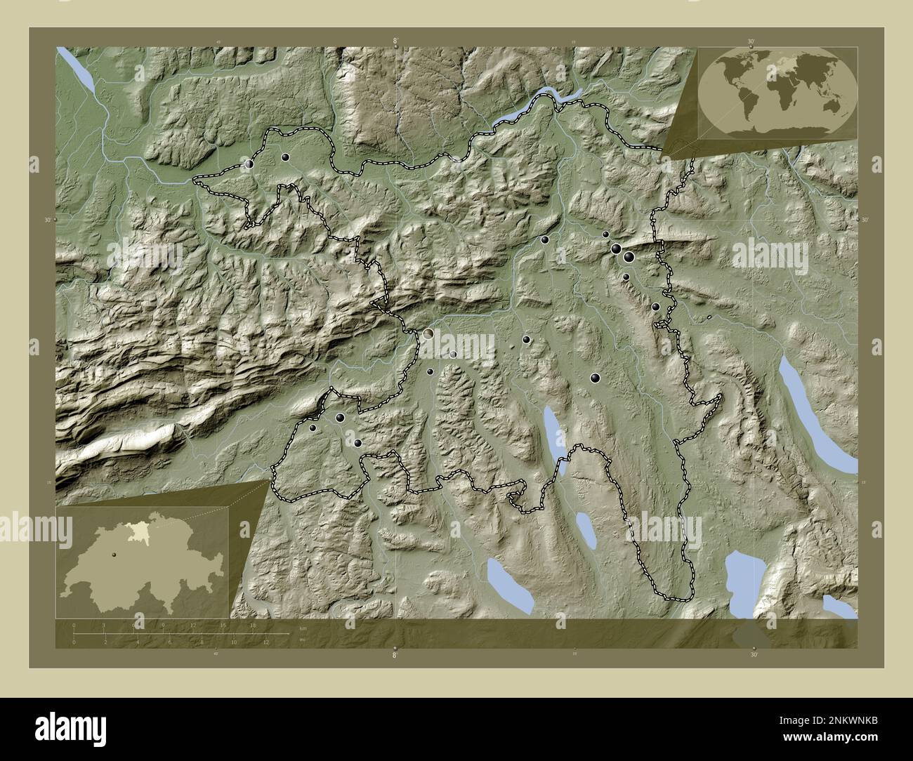 Aargau, canton of Switzerland. Elevation map colored in wiki style with ...