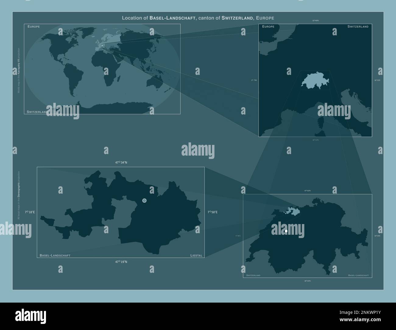 Basel-Landschaft, canton of Switzerland. Diagram showing the location ...