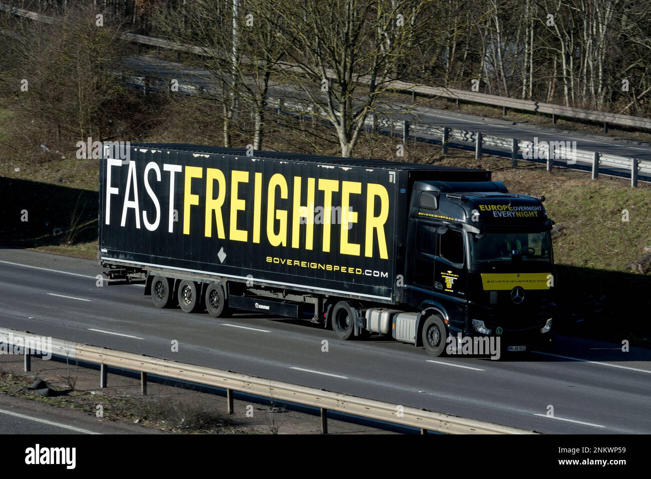 A Sovereign Speed lorry on the M40 motorway, Warwickshire, UK Stock ...