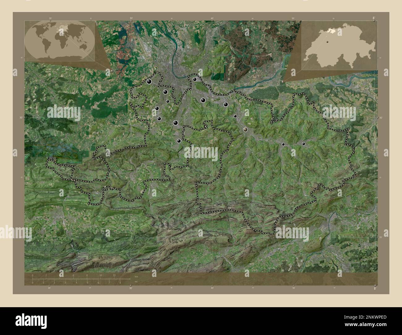 Basel-Landschaft, canton of Switzerland. High resolution satellite map ...