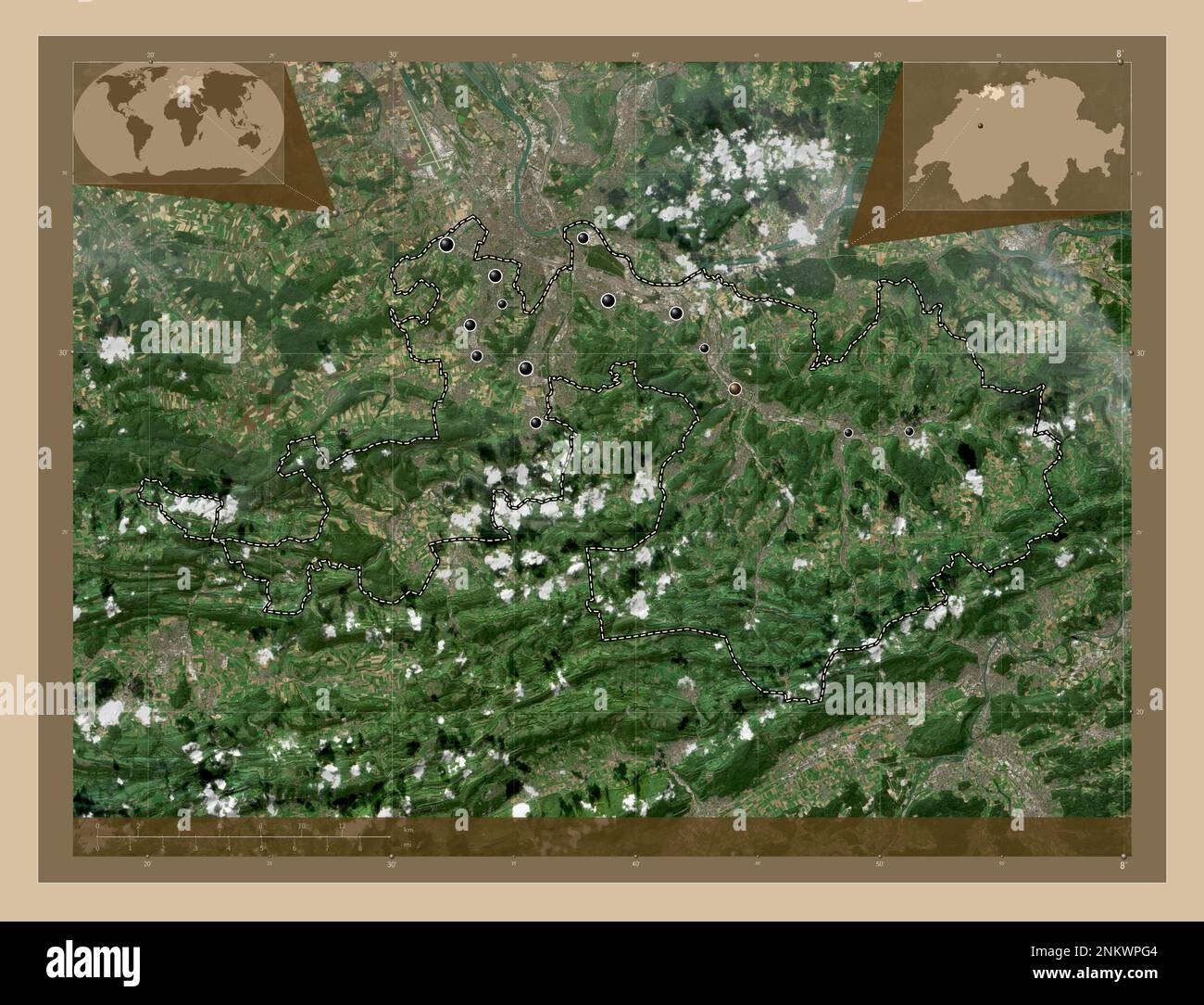 Basel-Landschaft, canton of Switzerland. Low resolution satellite map ...