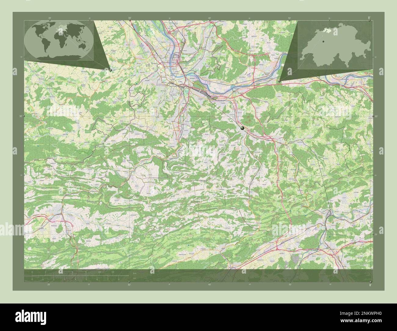 Basel-Landschaft, canton of Switzerland. Open Street Map. Corner ...