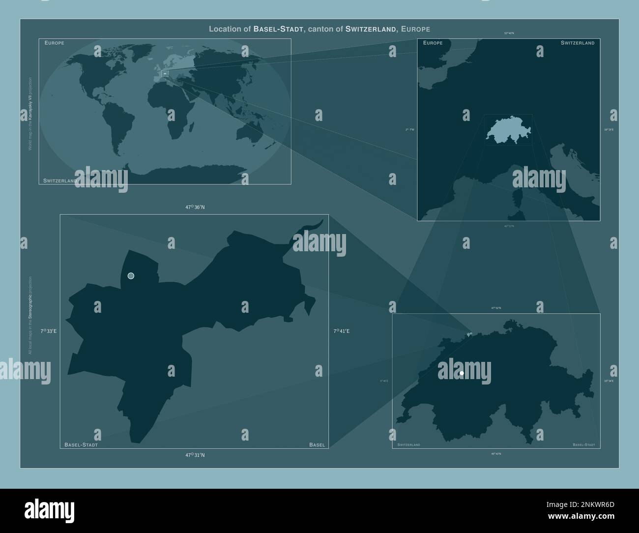 Basel-Stadt, canton of Switzerland. Diagram showing the location of the ...