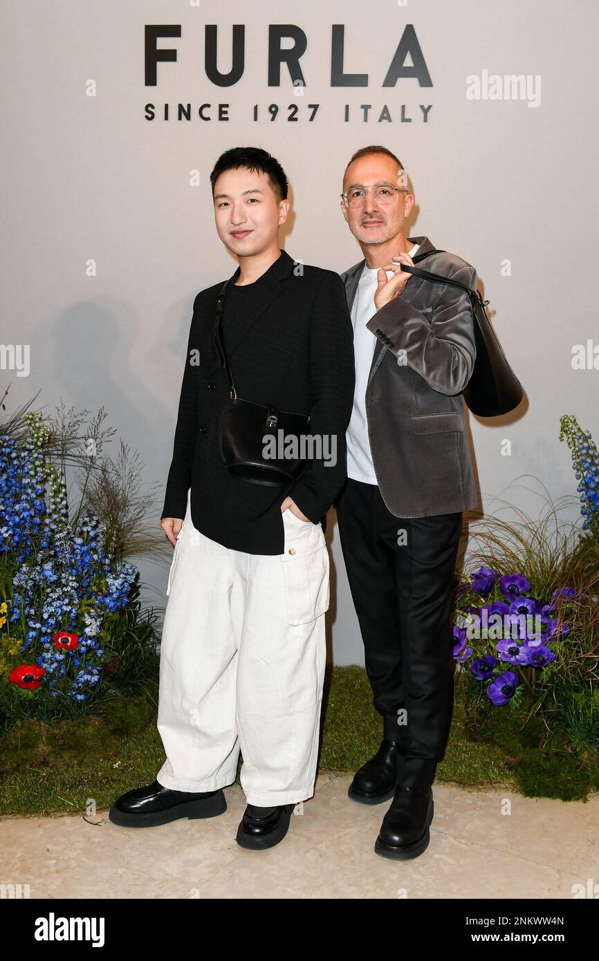 Milan, Italy. February 24th, 2023. Mr Bags Tao Liang , Fabio Fusi Milan ...