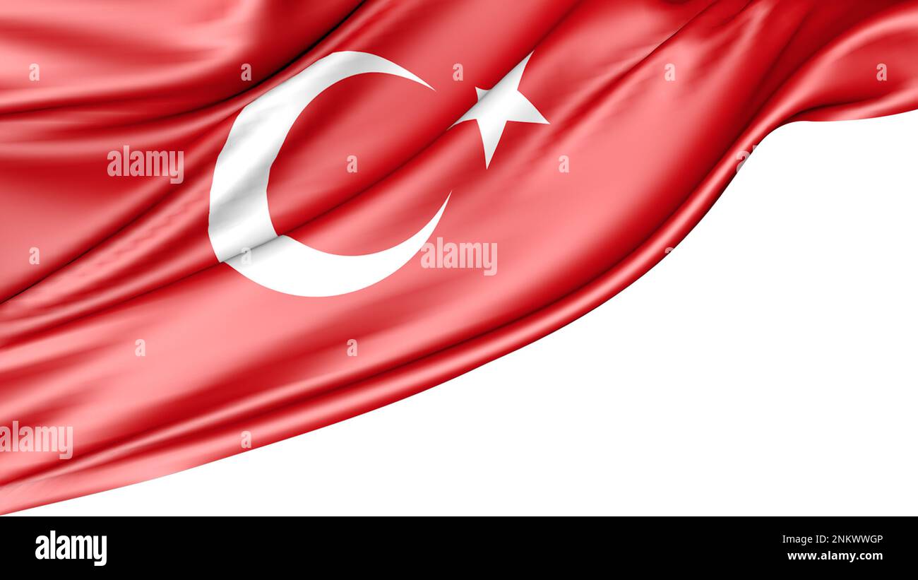 Turkey flag isolated on white background, 3D illustration Stock Photo ...