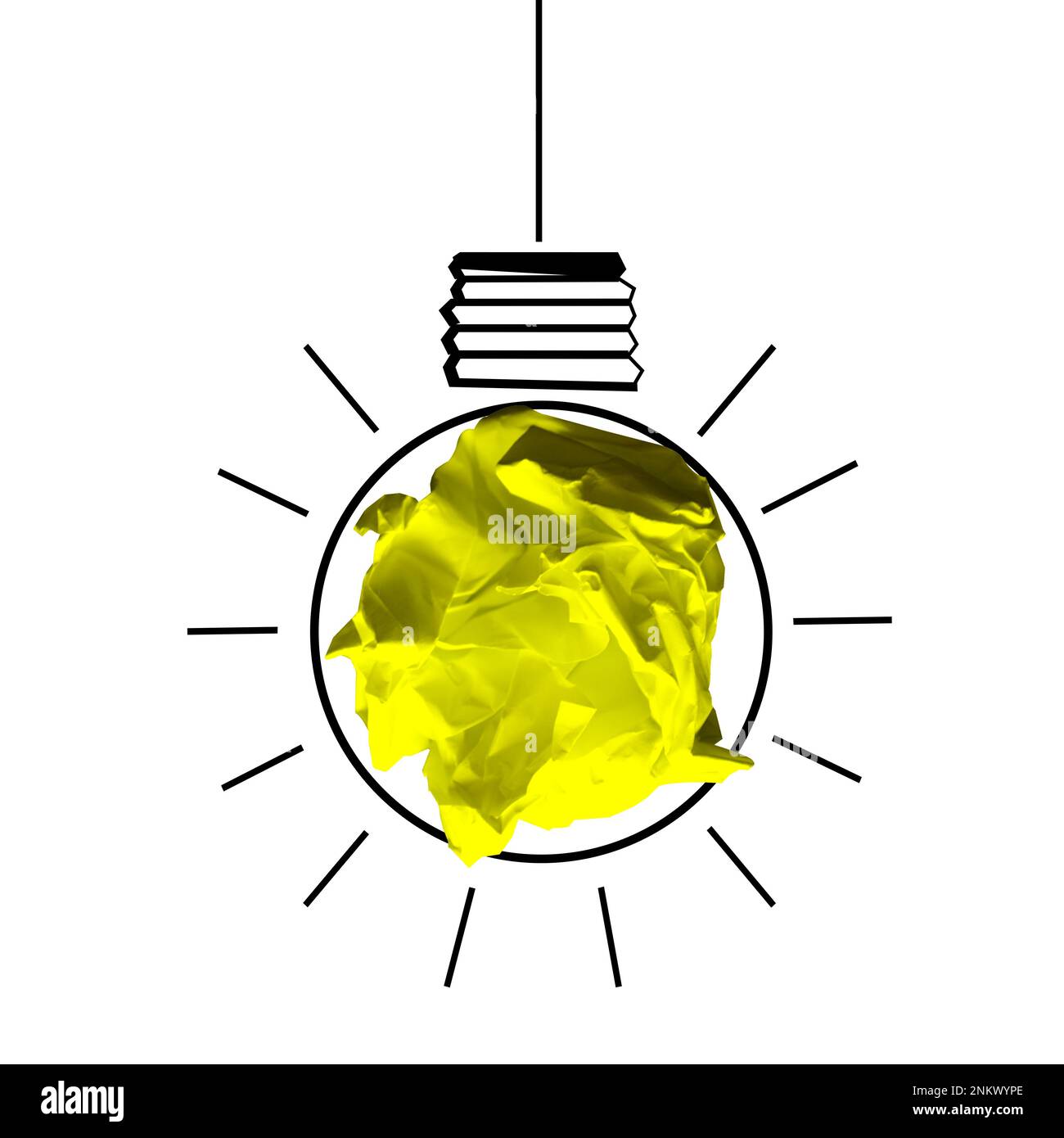 Light bulb made with crumpled paper - idea, creativity concept Stock ...