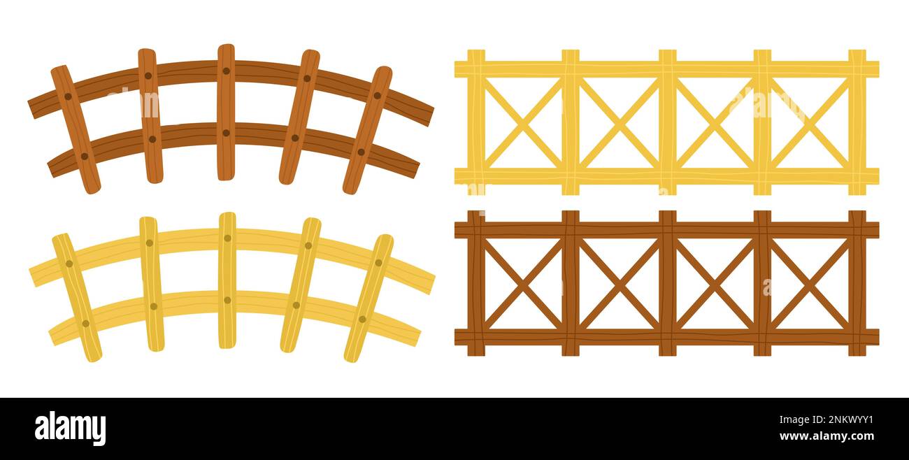 Cartoon wooden fence collection. Farm gates in cartoon style Stock ...