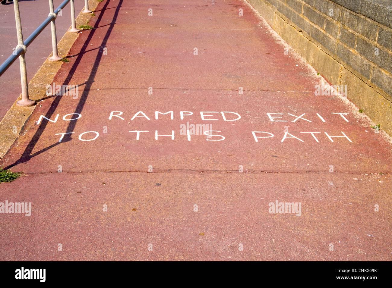 no ramped exit sign on a path in Lee on Solent Hampshire Stock Photo ...