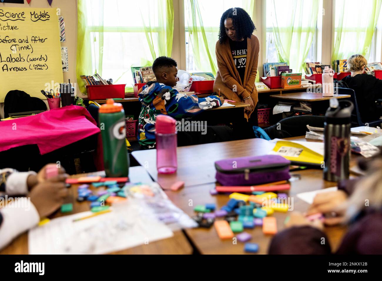 Student teacher Sara Neal teaches math at Whitehall Elementary School ...