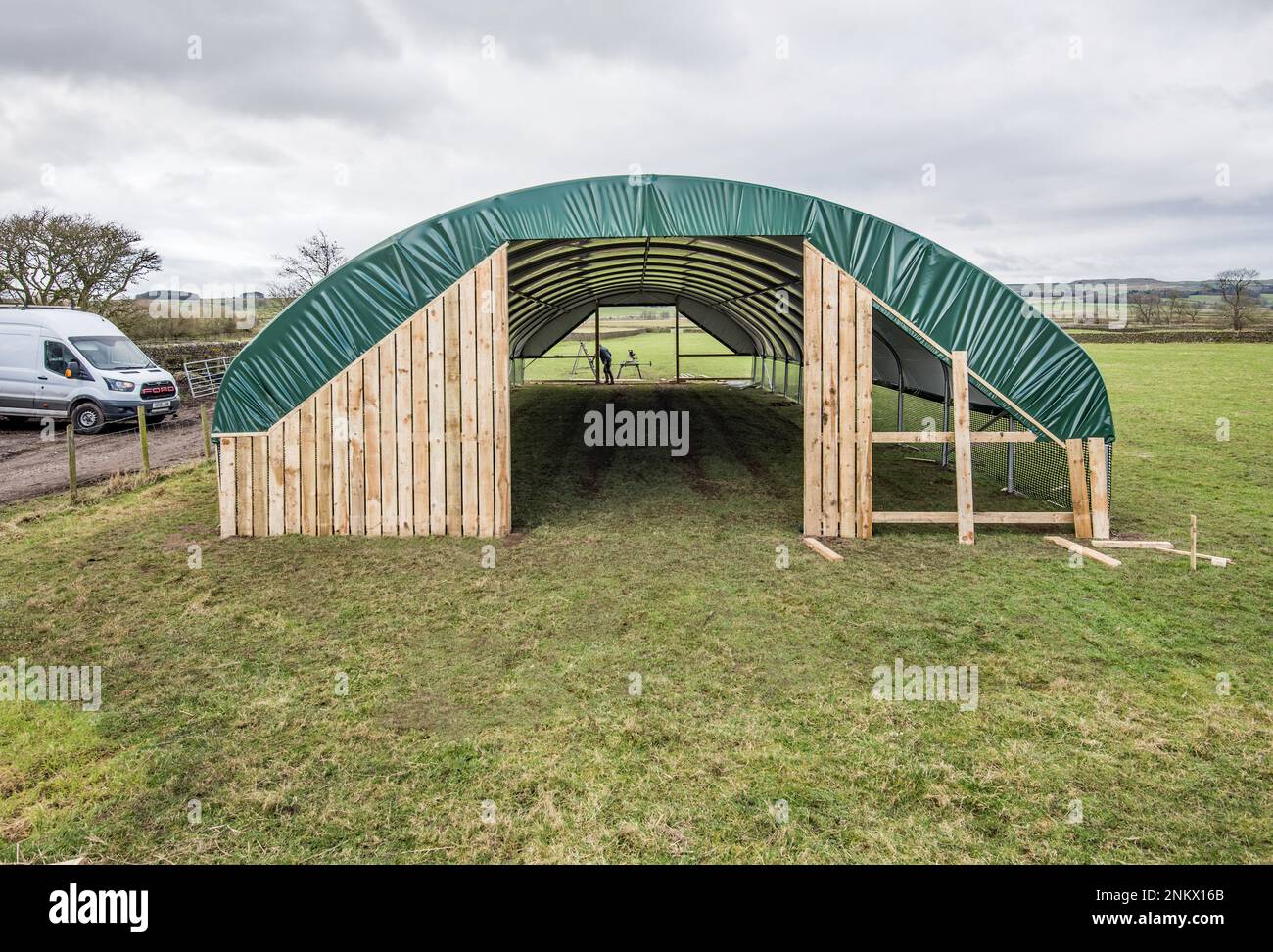 Installation of a single span, livestock polytunnel at Back Lane, Long ...