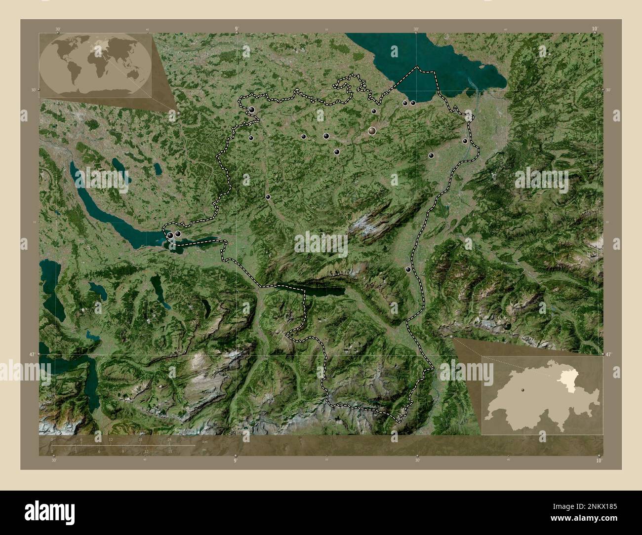 Sankt Gallen, canton of Switzerland. High resolution satellite map ...