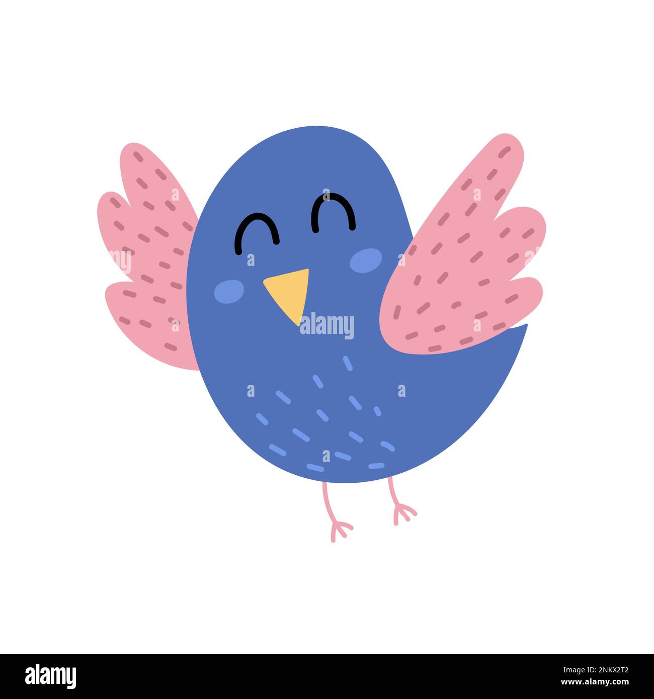 Cute flying bird print in childish style. Funny cartoon character Stock ...