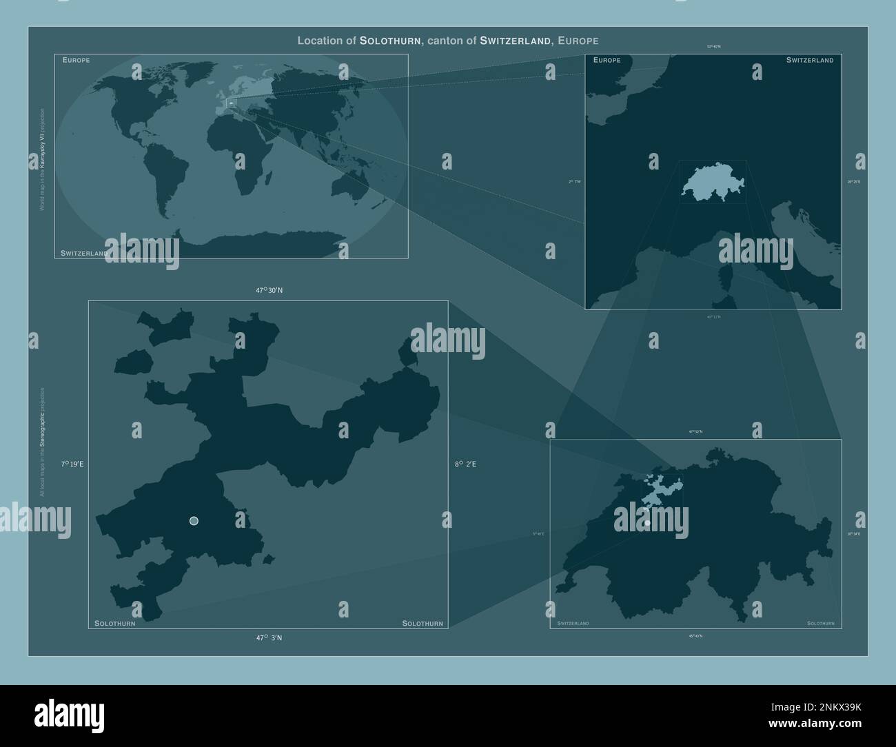 Solothurn, canton of Switzerland. Diagram showing the location of the ...