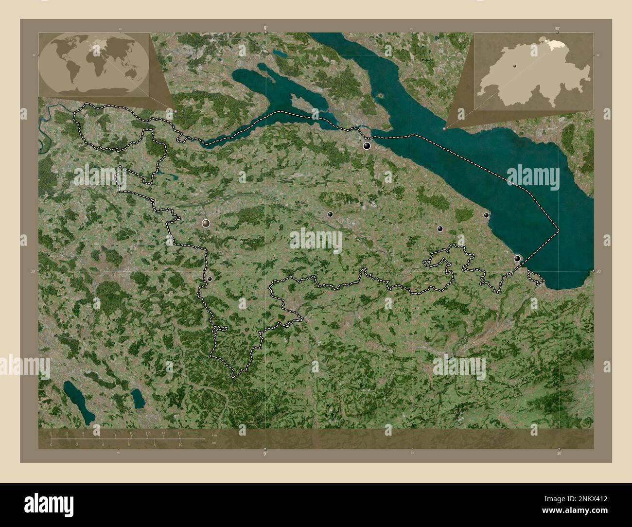 Thurgau, canton of Switzerland. High resolution satellite map ...