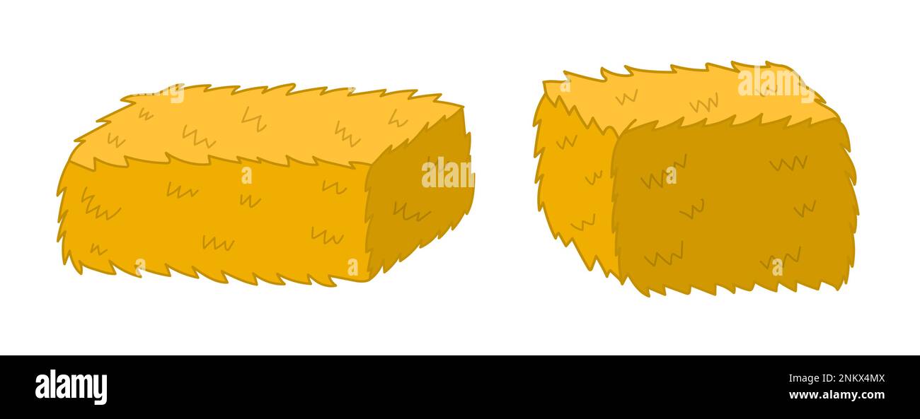 Doodle hay stacks set in cartoon style. Hand drawn farm haystack ...