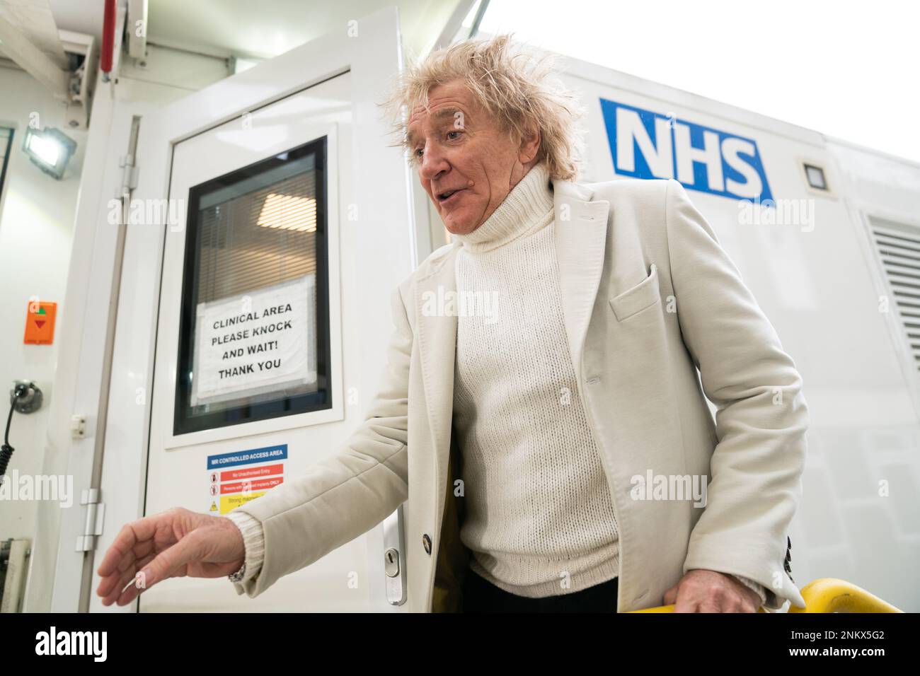 Sir Rod Stewart during a visit to the Princess Alexandra Hospital in ...