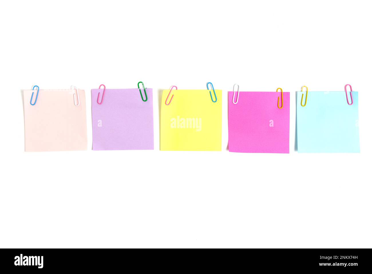 Multi colored paper stickers for writing notes white background Stock ...