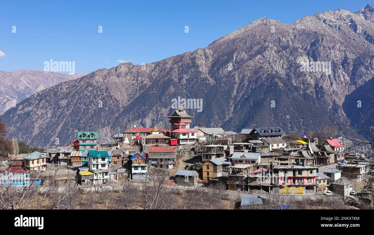 INDIA, HIMACHAL PRADESH, KINNAUR, December 2022, Villagers at Kalpa ...
