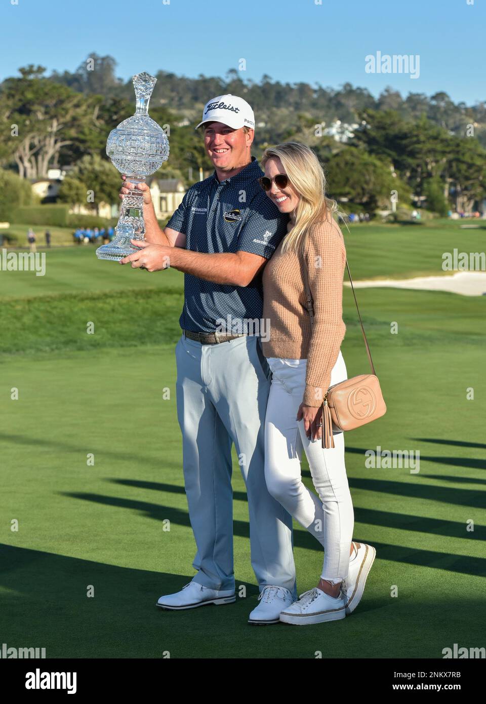 PEBBLE BEACH, CA - FEBRUARY 06: Kelly Hoge joins her husband, Tom Hoge ...