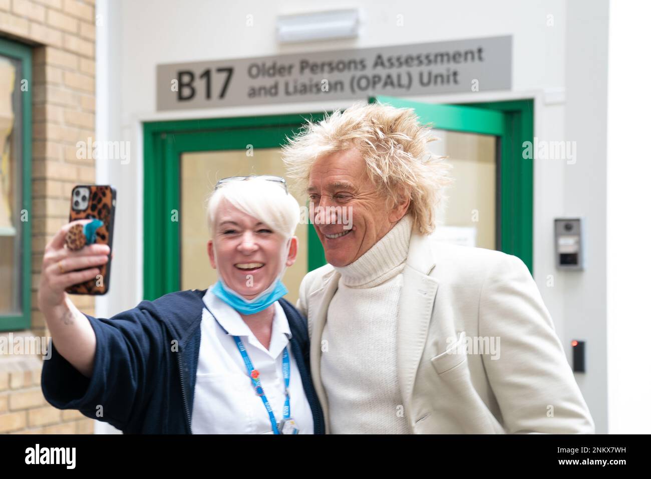 Sir Rod Stewart poses for photos with members of staff at the Princess ...