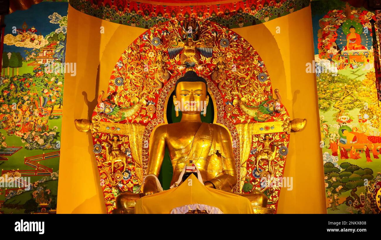 Statue of Lord Buddha in the Norbulingka Monastery, Dharamshala ...