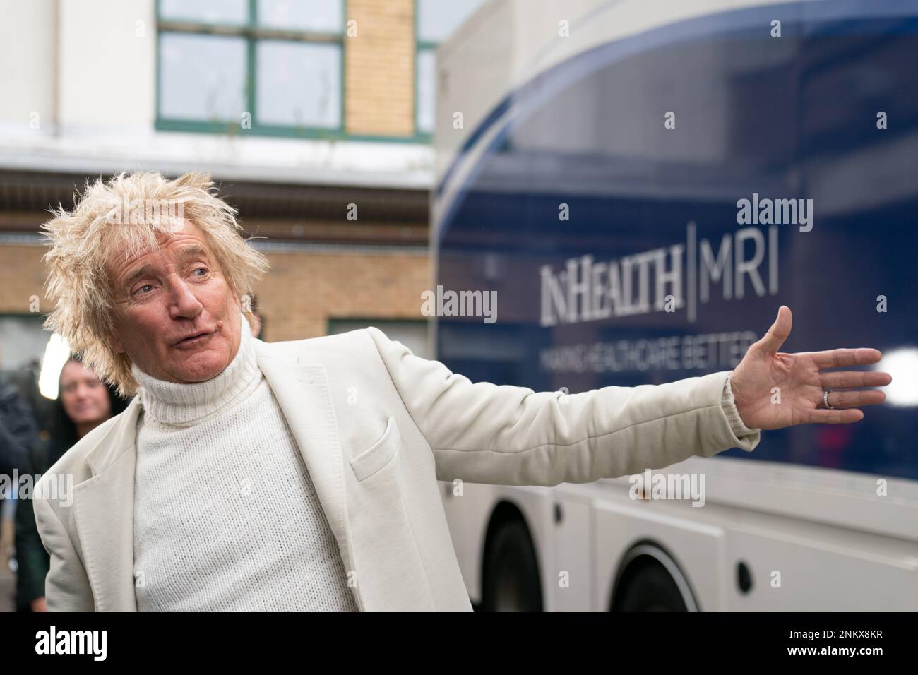 Sir Rod Stewart during a visit to the Princess Alexandra Hospital in ...