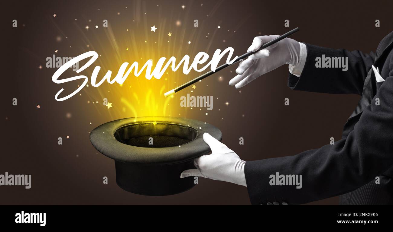 Old Magician is showing magic trick Stock Photo - Alamy