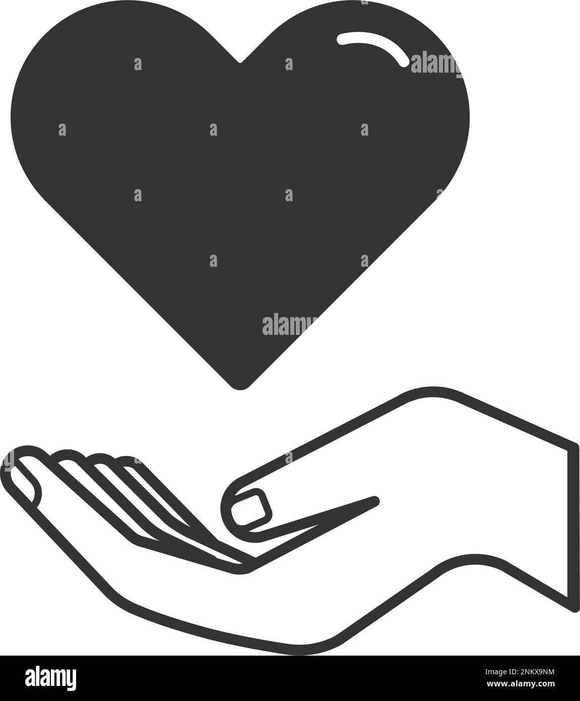 Hand holding a hearth shape icon symbol. Healthcare, volunteering ...