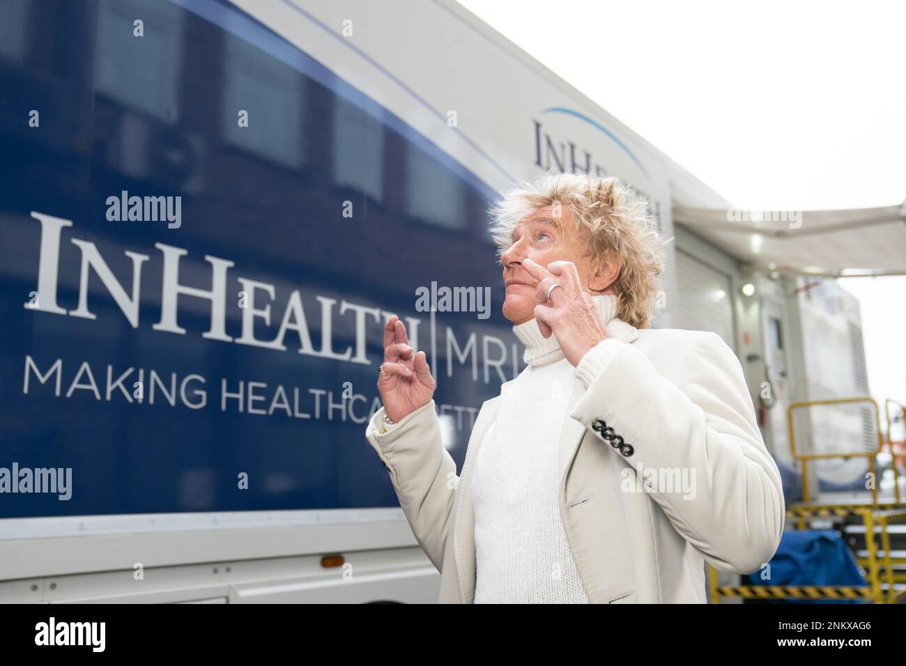 Sir Rod Stewart during a visit to the Princess Alexandra Hospital in ...