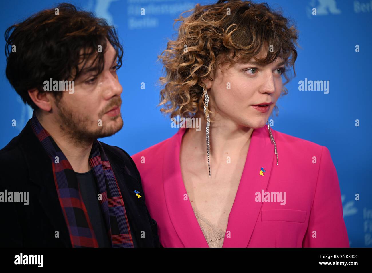 Berlin, Germany. 24th Feb, 2023. Timocin Ziegler (l), actor, and Thea ...
