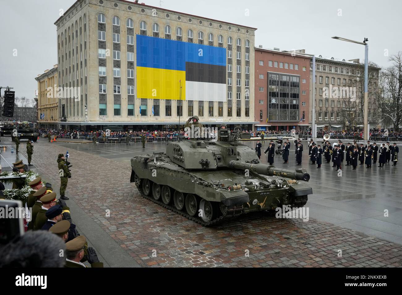 Tanks roll on Freedom Square as they attend a military parade during ...