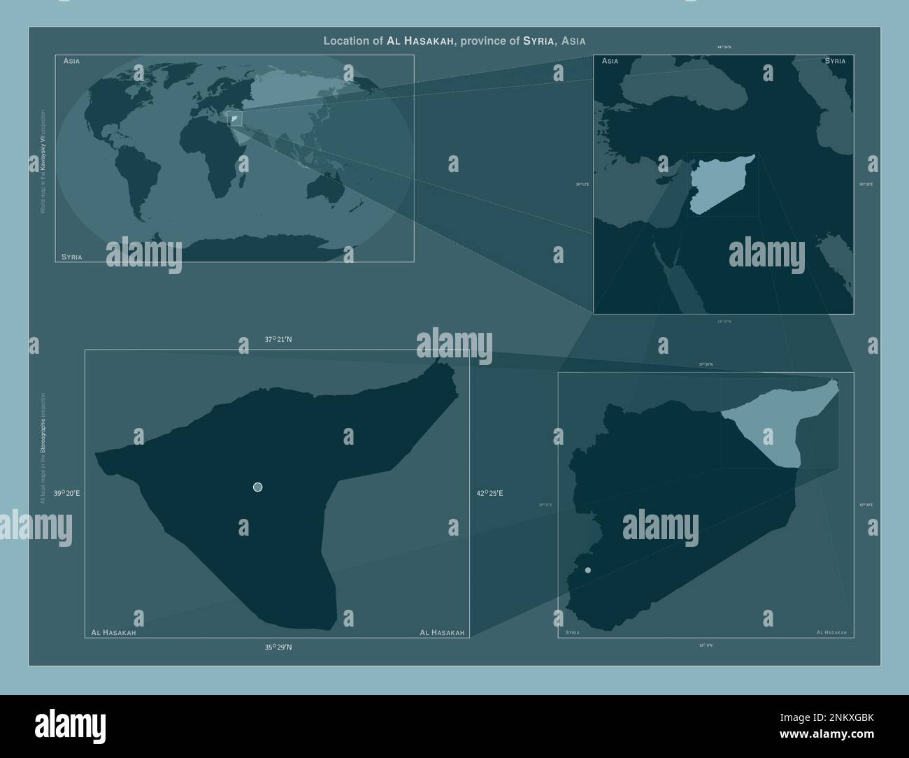 Al Hasakah, province of Syria. Diagram showing the location of the ...