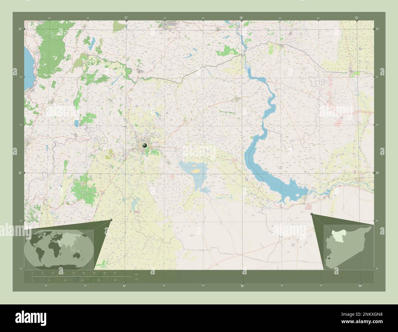 Aleppo, province of Syria. Open Street Map. Corner auxiliary location ...
