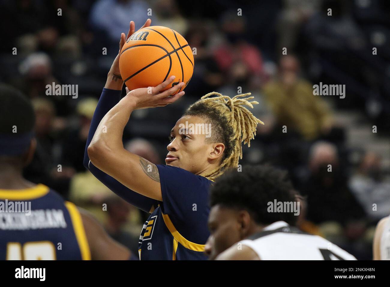 SPARTANBURG,SC - JANUARY 29: UNC Greensboro guard Kaleb Hunter (44 ...